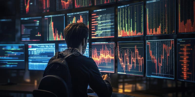 The Man in Front of the Trading Charts Stock Photo - Image of device ...