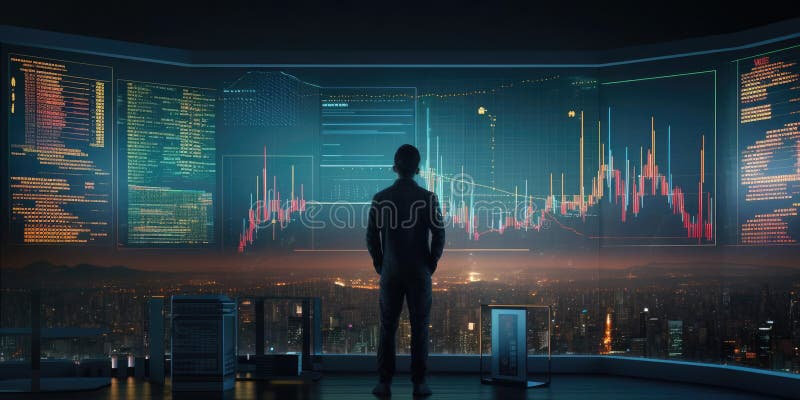 The Man in Front of the Trading Charts Stock Illustration ...