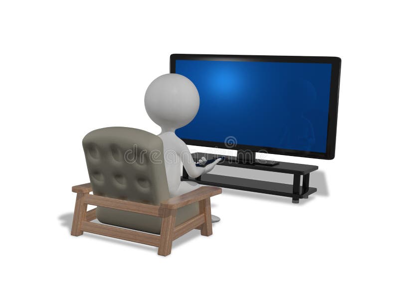Man in front of TV stock illustration. Illustration of telecast - 43504447