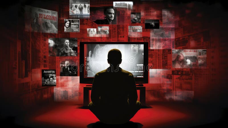 Man in Front of TV Watching Propaganda Stock Illustration ...