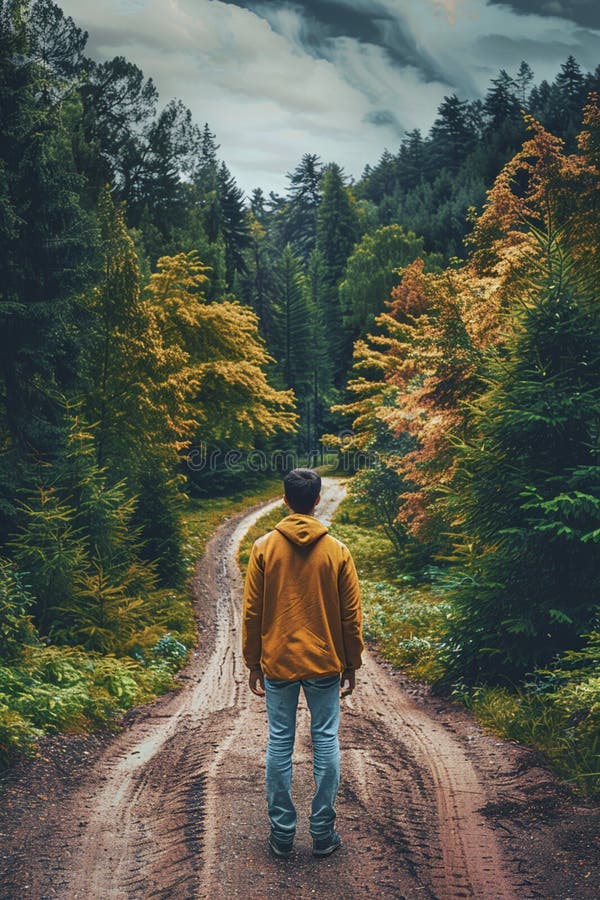 A Man in Front of Two Roads Stock Photo - Image of decide, back: 326593436