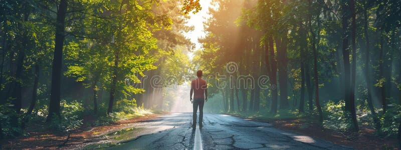 A Man in Front of Two Roads Stock Photo - Image of concept, nature ...
