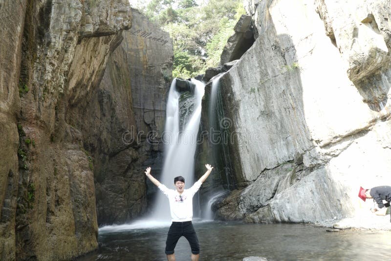 Man In Front Of Waterfall Picture. Image: 82912835