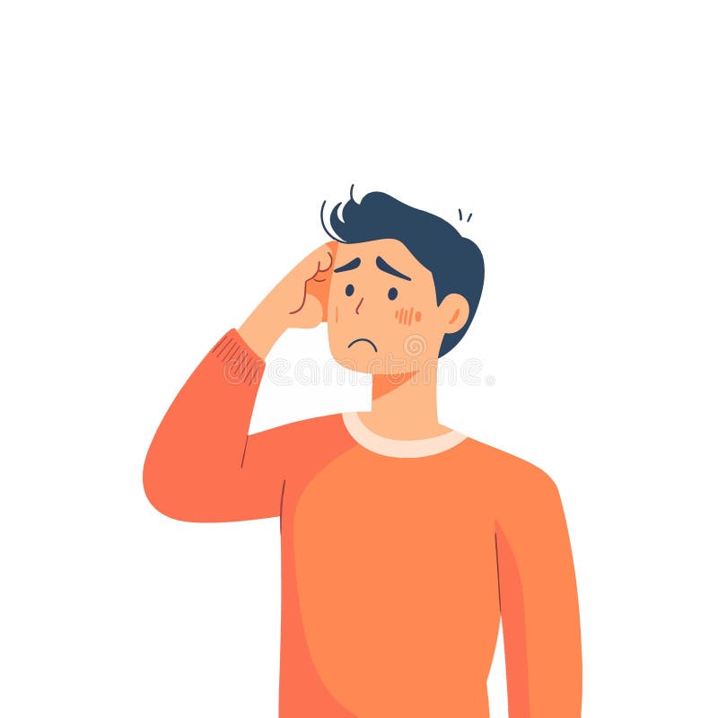 Man Feeling Confusion with Hand on Head Stock Illustration ...