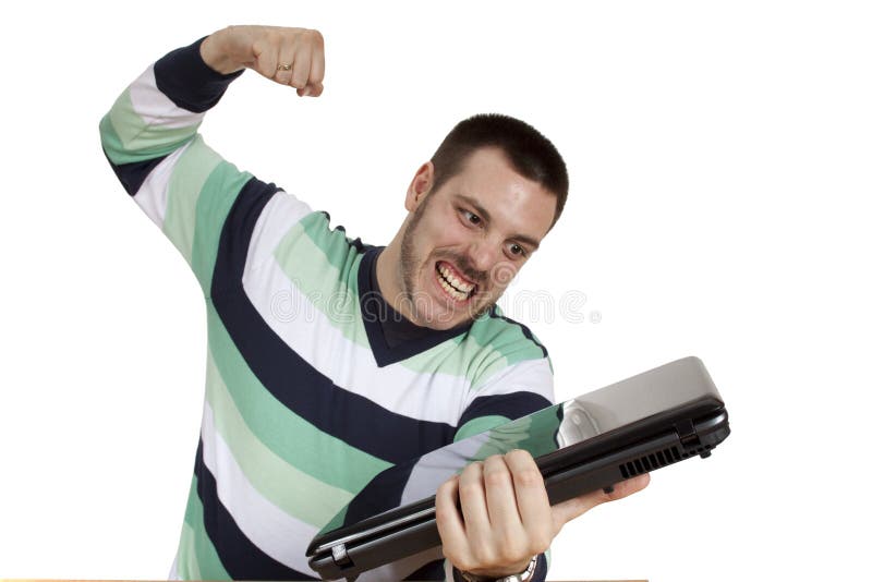 Person Smashing Computer