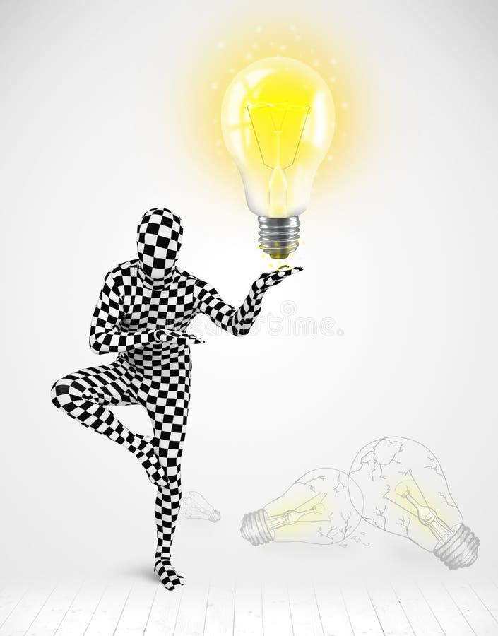 Man in Full Body with Glowing Light Bulb Stock Photo - Image of bulb ...
