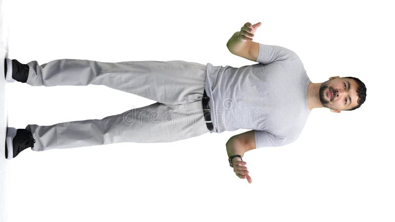 Full-length Portrait of a Young Man. Standing Isolated on White ...