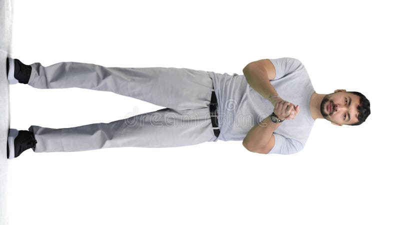 Full-length Portrait of a Young Man. Standing Isolated on White ...
