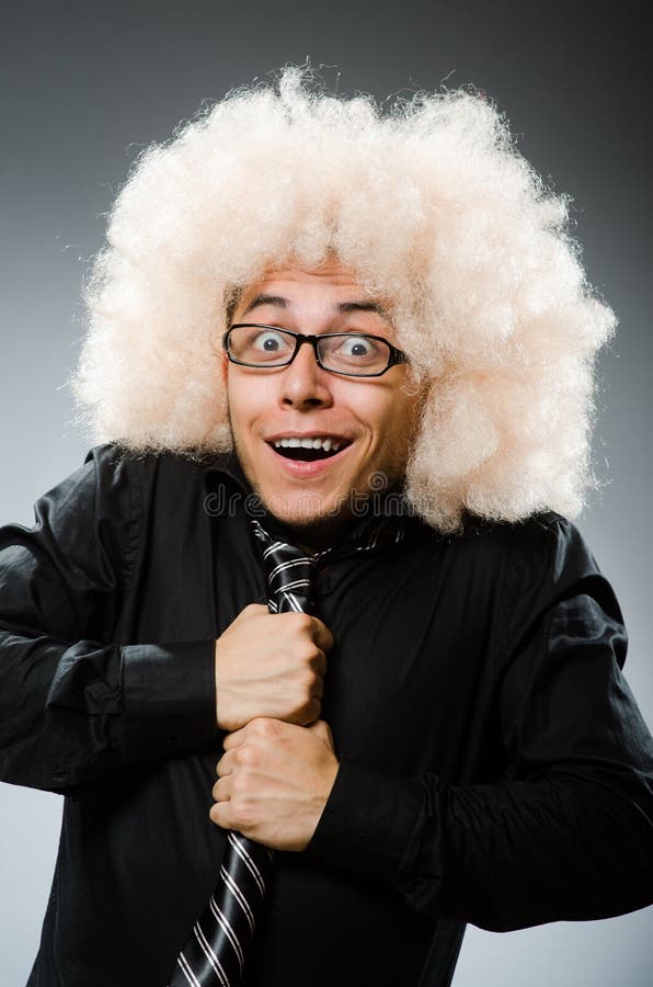 The Man with Funny Hair Style Stock Image - Image of humourous, geek ...