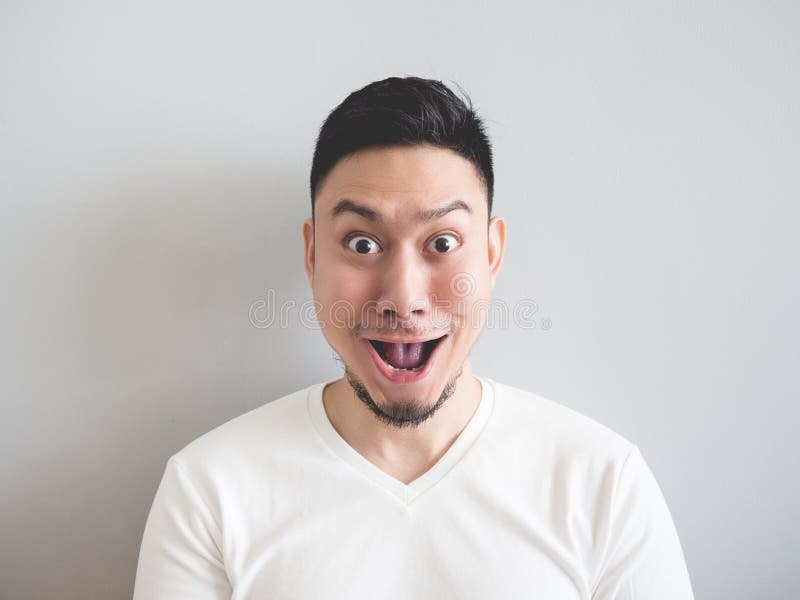 Man with Funny Shocked Face. Stock Image - Image of expression, excited ...
