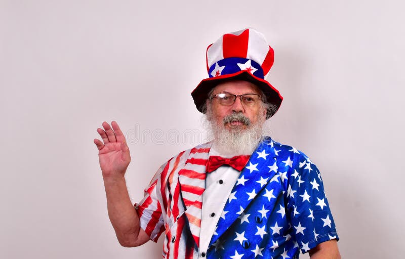 Man with Funny Uncle Sam Hat Waving Stock Image - Image of space ... Man with Funny Uncle Sam Hat Waving Stock Image - Image of space ...