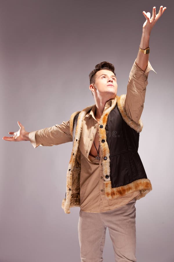 Man Reaching Out for the Light of His Future Stock Photo - Image of ...