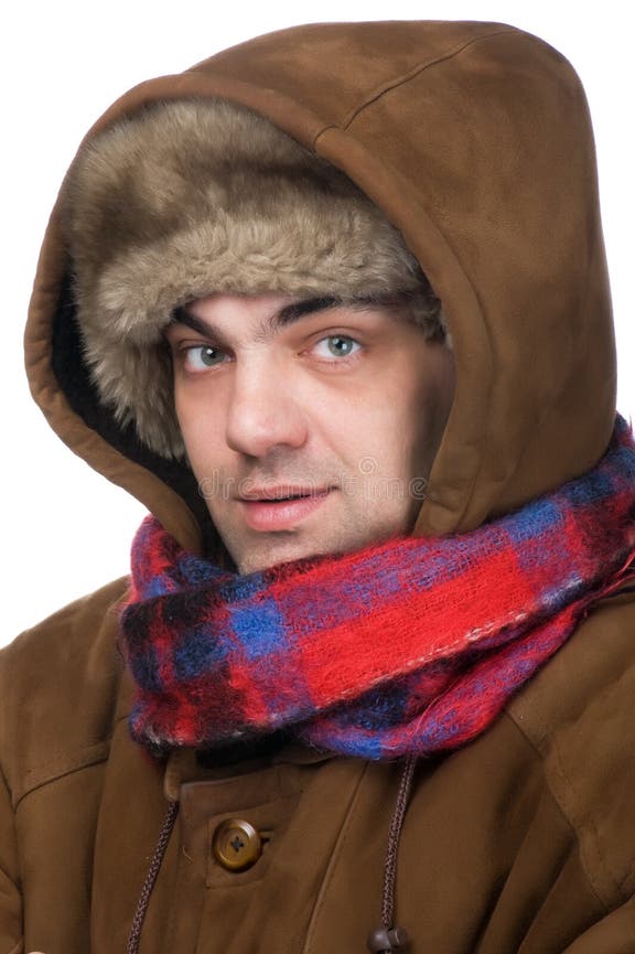 Man in a fur hat macro stock image. Image of brown, clothes - 18142385