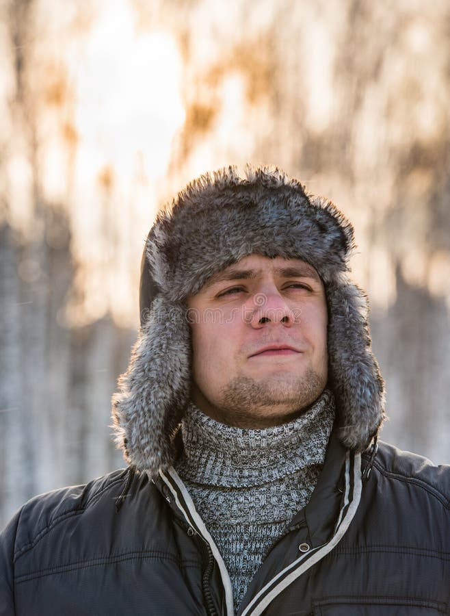 Man in a fur winter hat stock image. Image of human, adult - 28898475