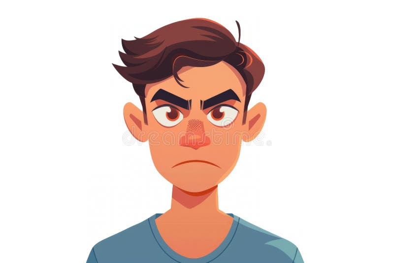 Man Furrowed Brows Tense Expression Symbolizing Stress Against White ...