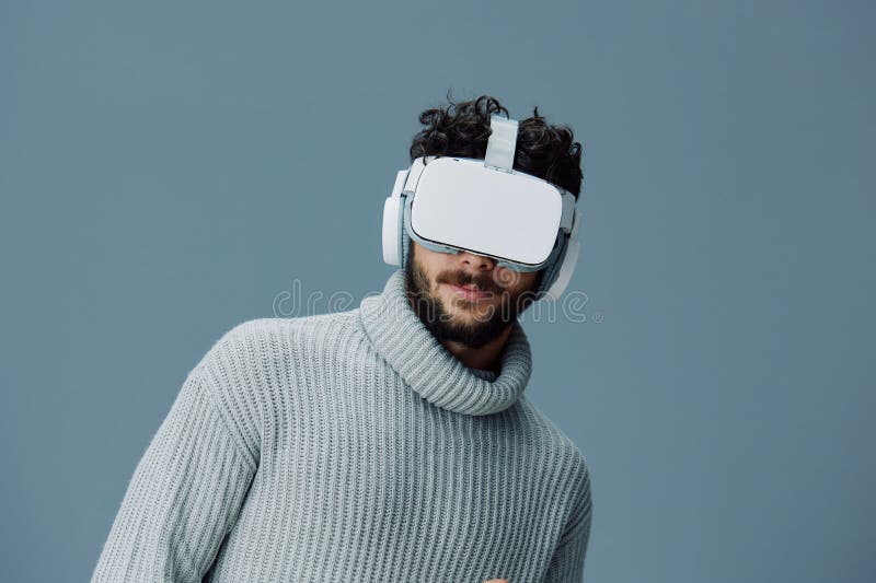 Digital Man Reality Virtual Modern Headset Innovation Technology Stock ...
