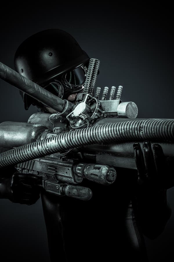 Man of the Future with Great Fantasy Weapon Stock Photo - Image of ...