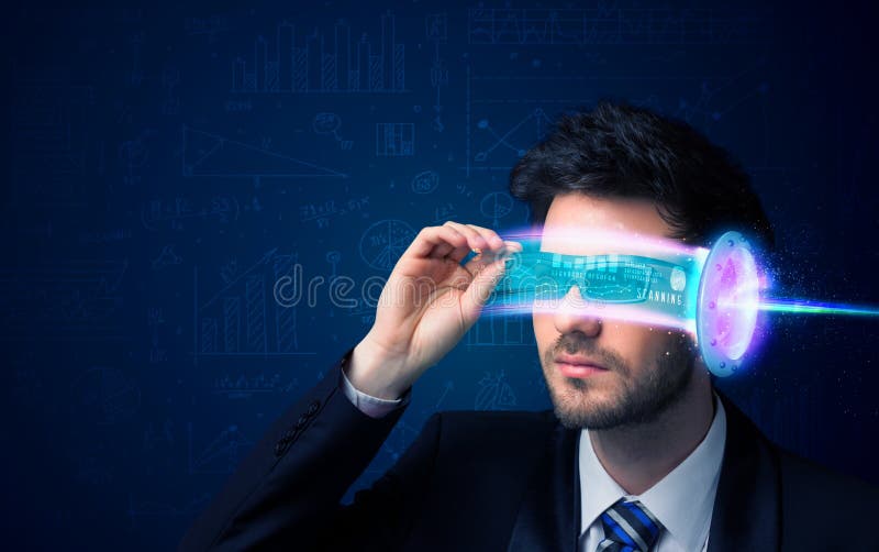 Man from Future with High Tech Smartphone Glasses Stock Image - Image ...