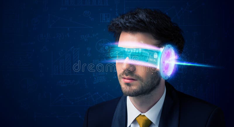 Man from Future with High Tech Smartphone Glasses Stock Image - Image ...
