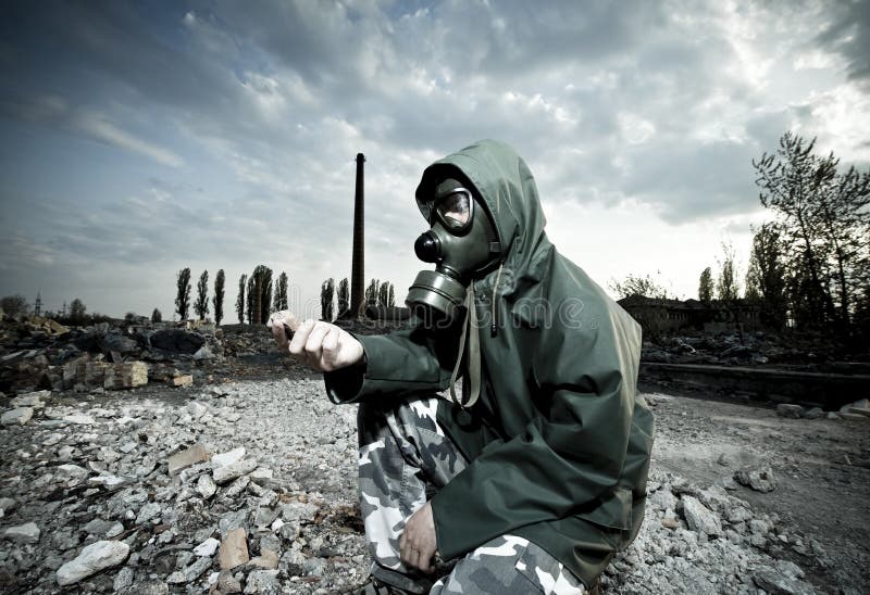 Man in gas mask stock image. Image of rubbish, apocalypse - 19320989