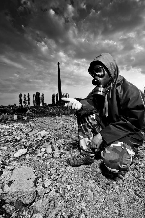 Man in gas mask stock photo. Image of factory, manufacturing - 19321004