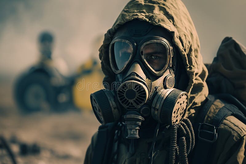 Man in Gas Mask,chemical Warfare Generative AI Stock Illustration ...