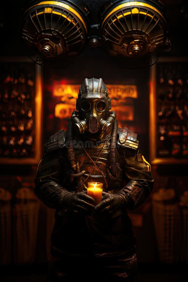 A Stalker Man in a Gas Mask,fire in the Background Book Cover Stock ...