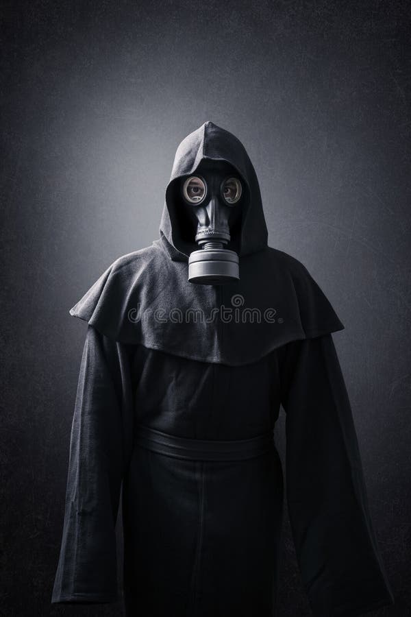 Man in a Gas Mask and Hooded Cloak Stock Photo - Image of pollution ...