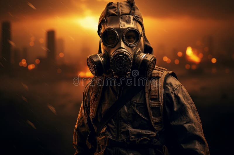 Man gas mask. Generate Ai stock photo. Image of generated - 293484814