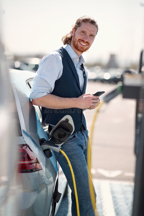 Man at Gas Station Refueling Gas in Car Stock Image - Image of outside ...
