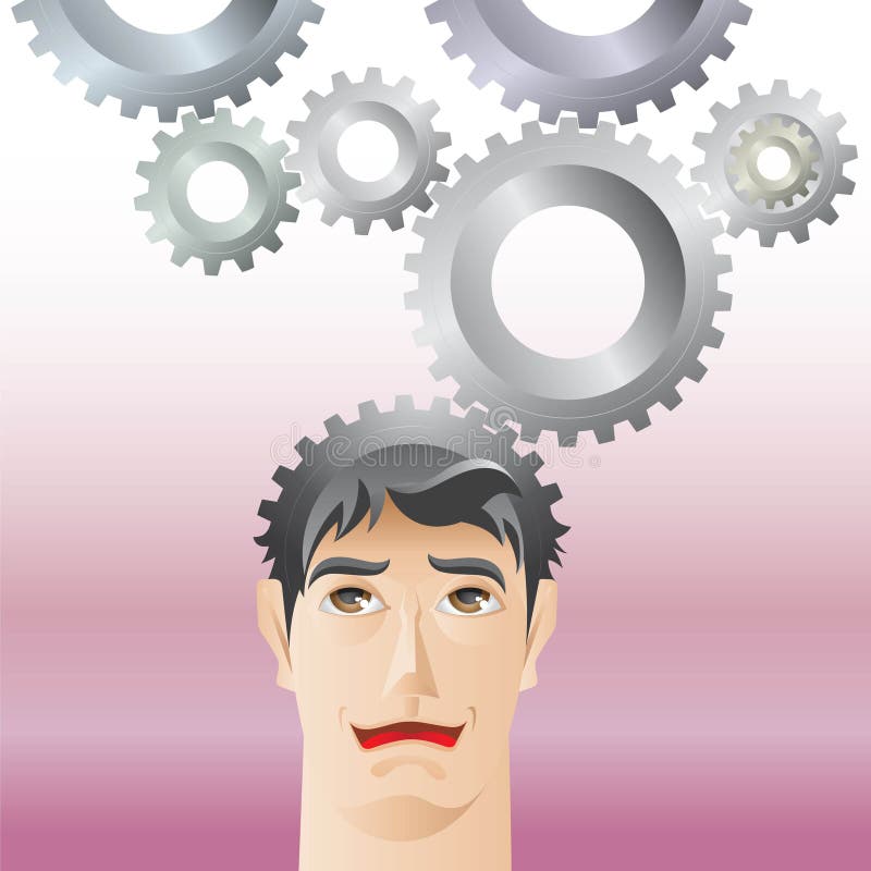 Man and gear stock vector. Illustration of wheel, metallic - 12431374