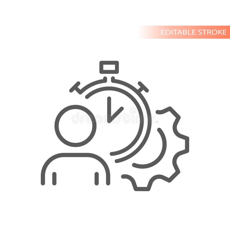 Man, Gear and Clock Line Vector Icon Stock Vector - Illustration of ...
