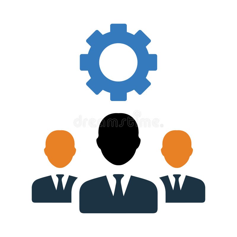 Gear People Icon on White Background. Managemen Sign. Teamwork ...