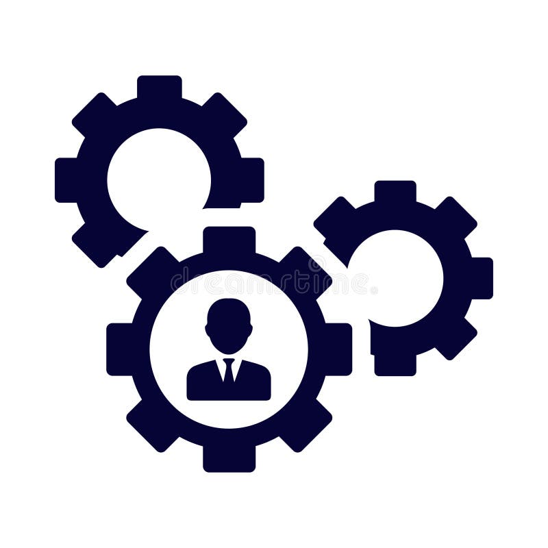 Gear People Icon on White Background. Managemen Sign. Teamwork ...
