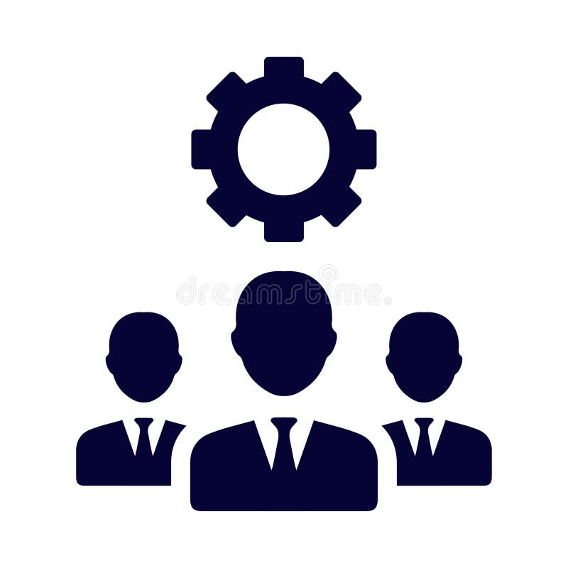 Gear People Icon on White Background. Managemen Sign. Teamwork ...