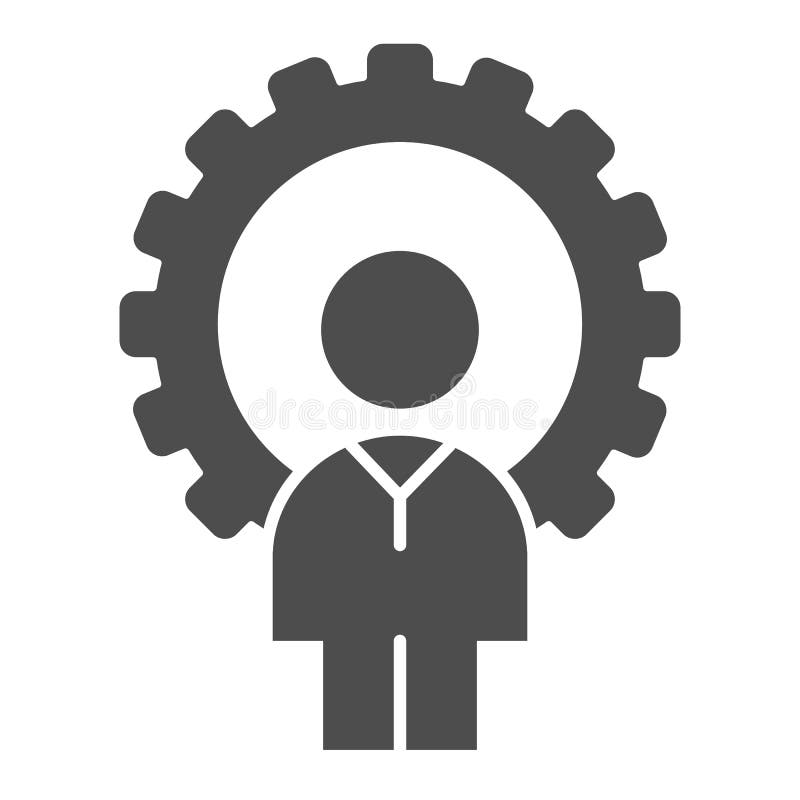 Man and Gear Solid Icon. Developer Vector Illustration Isolated on ...