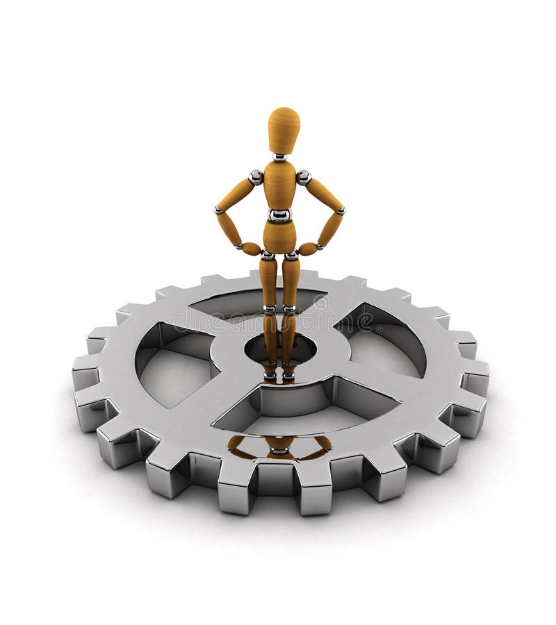 Man in gear wheel stock illustration. Illustration of idea - 7383585