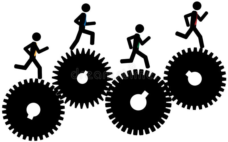 Symbol People Run a Race on Industry Gears Stock Vector - Illustration ...