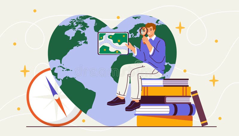 Man with Geography Vector Concept Stock Vector - Illustration of ...