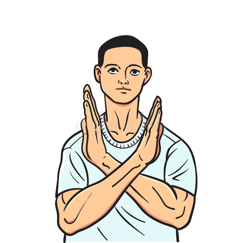 Man Gestures Cross Hands Say No Cartoon Stock Vector - Illustration of ... Man Gestures Cross Hands Say No Cartoon Stock Vector - Illustration of ...