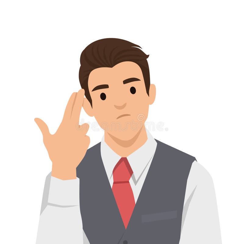 Man Gestures Near His Temple, Expressing Intense Thought or Frustration ...