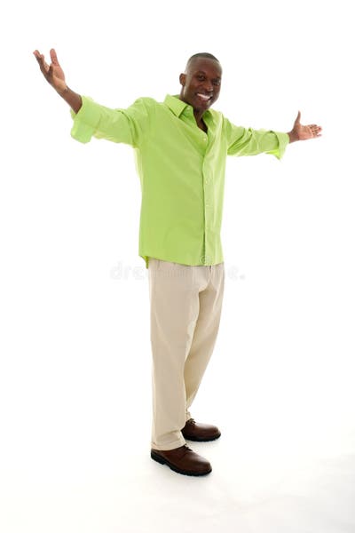 Man Gesturing with Hands Apart Stock Image - Image of happy, extend ...