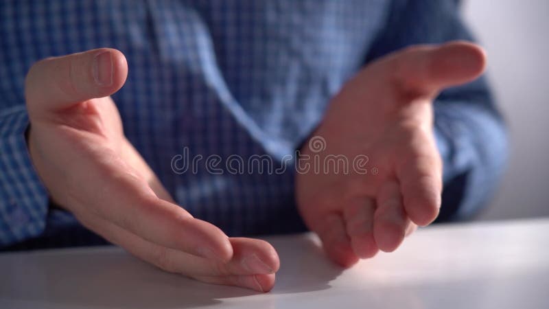 Man Gesturing Hands Explaining Something. Stock Footage - Video of ...