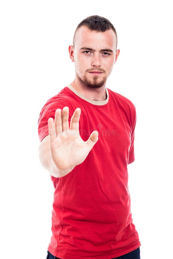 Young Man Making Stop Sign with His Hand Stock Photo - Image of concept ...