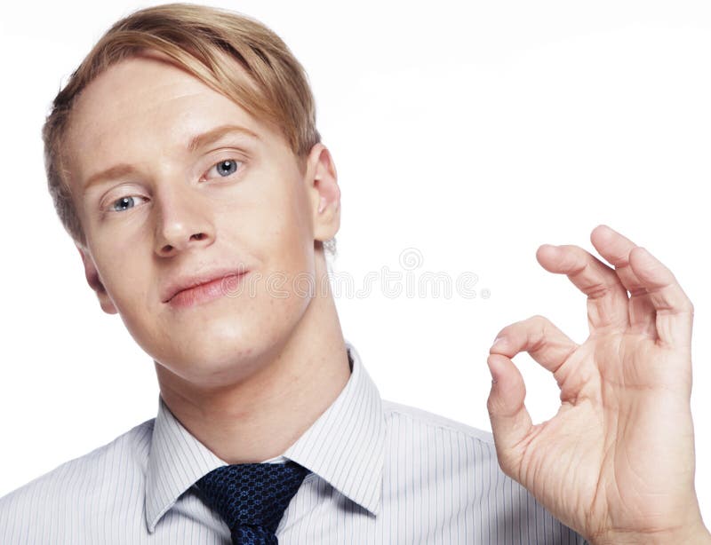 Man Gesturing Success Sign. Isolated Over White Stock Image - Image of ...