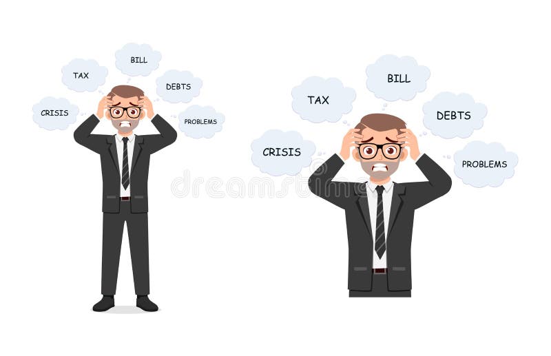 Man Get so Stressed because of Think about Many Problems Stock Vector ...