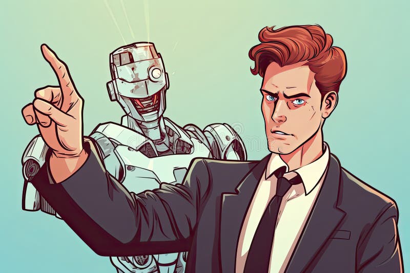 Man Gets Angry at Artificial Intelligence and Wags Finger Stock ...