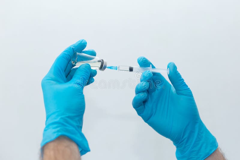 Man Gets Injection into Syringe Vaccination Stock Image - Image of ...