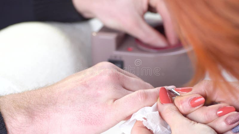 Man Gets Nails Manicure at Beauty Salon Stock Video - Video of ...