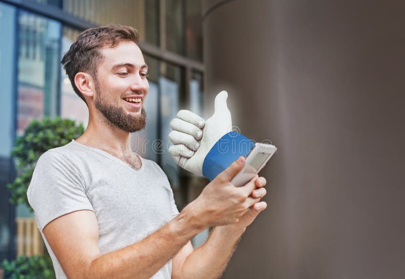 Man Getting Appreciated in Internet Stock Image - Image of admin, hand ...